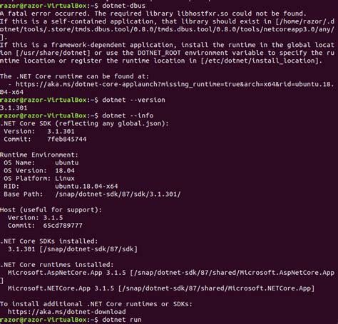 Dotnet Dbus Fails On Fresh Virtual Ubuntu Installation Missing Libhostfxr So Issue