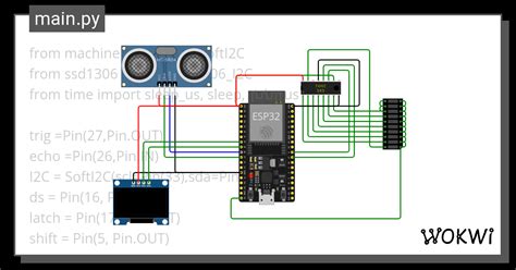 OLED Ultrasonic Distance Sensor Copy Wokwi ESP STM Arduino Simulator