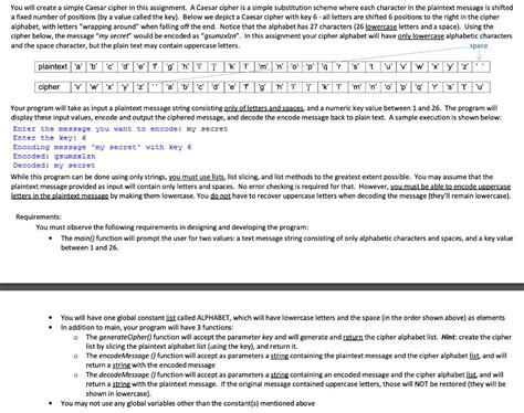 solved you will create a simple caesar cipher in this