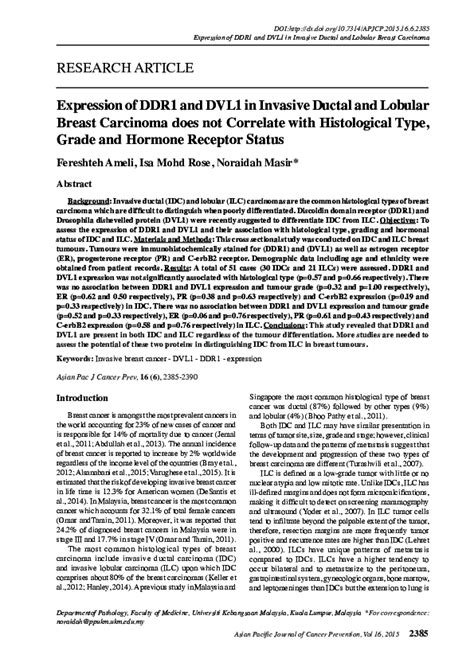 Pdf Expression Of Ddr1 And Dvl1 In Invasive Ductal And Lobular Breast Carcinoma Does Not
