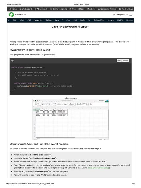 Java Hello World Pdf Method Computer Programming Java