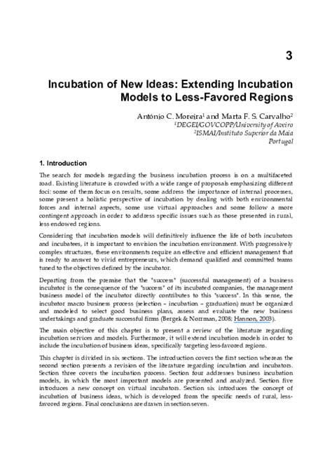 pdf incubation of new ideas extending incubation models to less favored regions marta