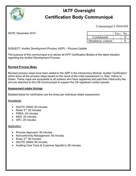 Auditor Development Process ADP Process Update IATF Global