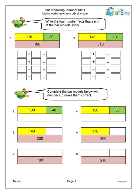 Bar Modelling Number Facts Reasoningproblem Solving Maths Worksheets Library