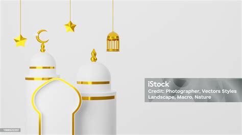 라마단 카림은 모스크 돔과 골드 문 흰색 배경에 골드 랜턴 램프를 장착합니다 3d 렌더링 0명에 대한 스톡 사진 및 기타 이미지
