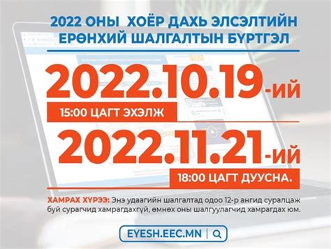 2022 оны 2 дахь ЭЕШ ын бүртгэл явагдаж байна