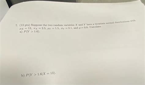 solved 7 12 pts suppose the two random variables x and y