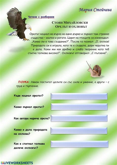 Четене с разбиране Interactive Worksheet