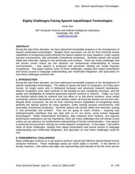 pdf eighty challenges facing speech input output technologies