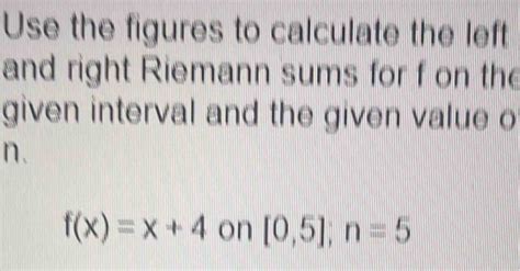 use the figures to calculate the left and right riemann sums for f on