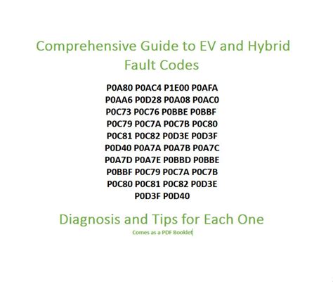 Ev And Hybrid Fault Codes Comprehensive Guide Etsy