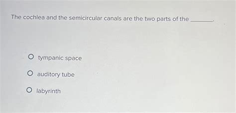 Solved The Cochlea And The Semicircular Canals Are The Two