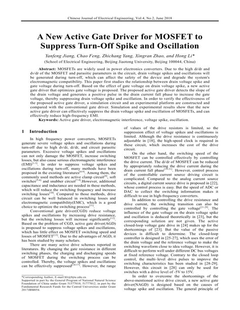 Active Gate Driver For Mosfets Suppress Turn Off Spikes