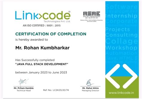 Rohan Kumbharkar On Linkedin Javafullstack Developmenttraining Linkcode