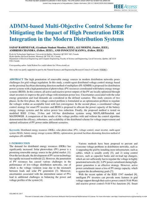 Pdf Admm Based Multi Objective Control Scheme For Mitigating The Impact Of High Penetration