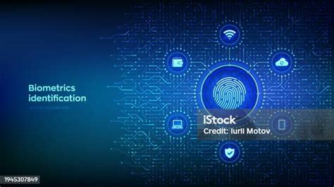 지문 스캔 생체 인식 식별 개인 정보 보호 사이버 보안 개인 보안 안전 회로 기판 연결 및 기술 아이콘이 있는 배경입니다 벡터 일러스트 레이 션 네트워크 보안에 대한 스톡