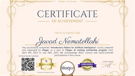 Javad Nematollahi On Linkedin Title Introductory Python For Artificial Intelligence Certifying