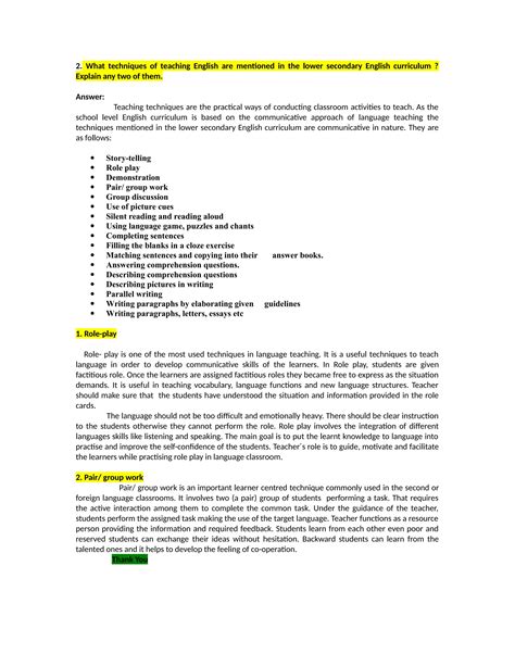 Teaching Techniques Of English Language For The Second Language