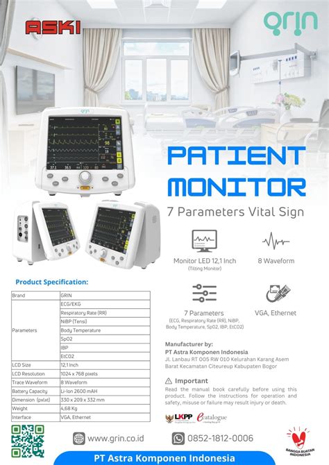 Medical Product Patient Monitor 7 Parameters Grin Astra Komponen Indonesia