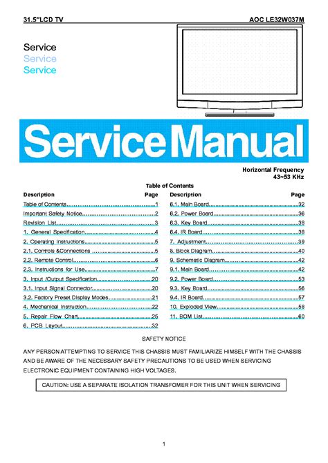 AOC LE W M LCD TV Service Manual Download Schematics Eeprom Repair Info For Electronics