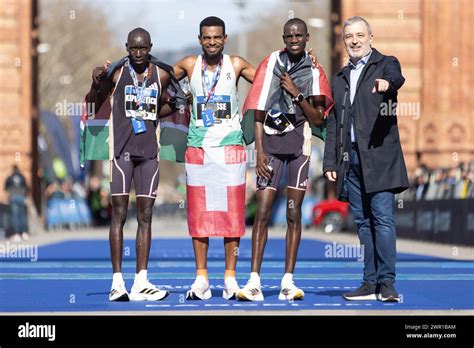 Abraham Tadesse Collins Kipkurui Kipkorir And Edmond Kipngetich During The Zurich Marato