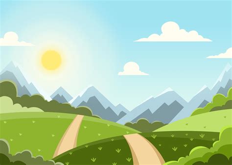 高山卡通背景图片 高山卡通背景素材图片 千库网