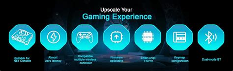 Bitfunx Retroscaler N64 Wireless Controller Adapter Supports N64 Game Console