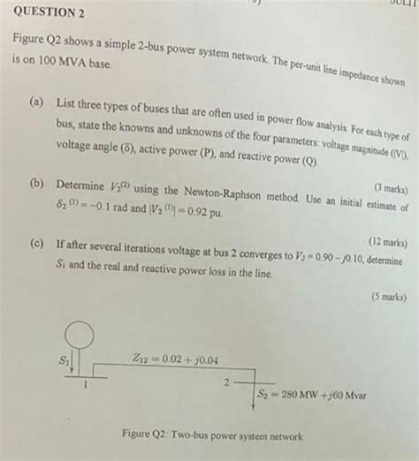 Solved QUESTION 2 Figure Q2 Shows A Simple 2 Bus Power Chegg Com