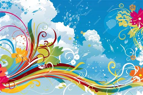 Colorful Floral Modern Design With Copy Space Beautiful Flower And Butterflies Premium Ai