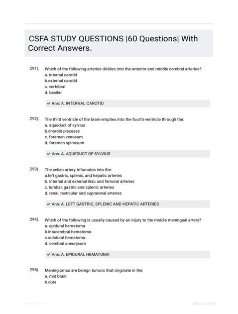 CSFA STUDY QUESTIONS 60 Questions With Correct Answers