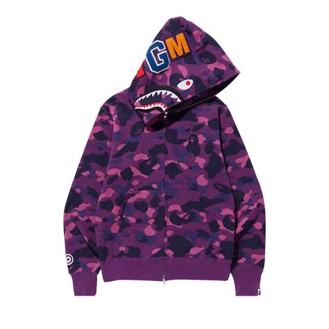 A Bathing Ape Color Camo Shark Full Zip Hoodie Purple For Men Lyst