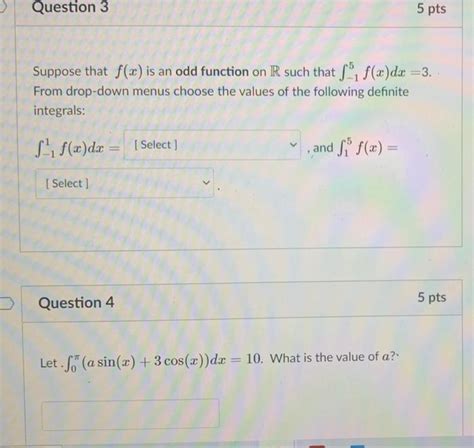 solved question 3 5 pts suppose that f x is an odd function