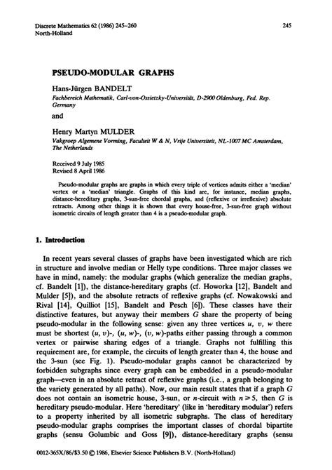 Pdf Pseudo Modular Graphs