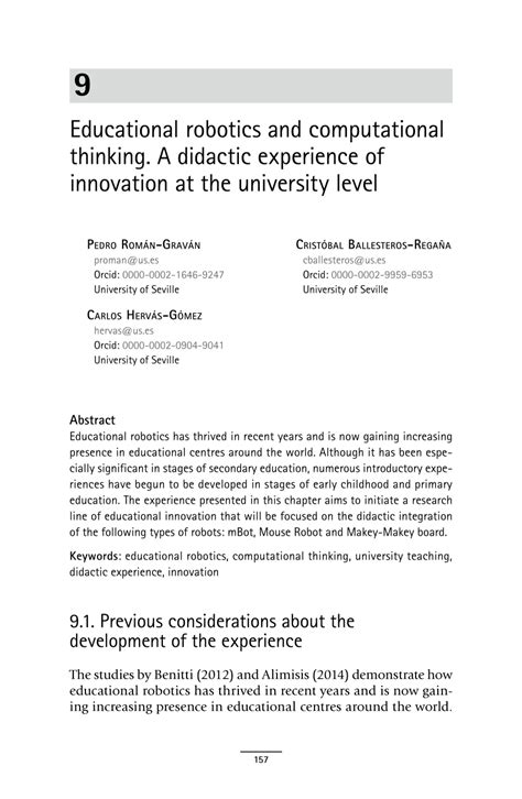 Pdf Educational Robotics And Computational Thinking A Didactic Experience Of Innovation At
