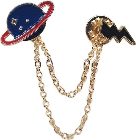 Planeet Bliksem Emaille Pin 2 5 Cm Cm 1 1 Cm Blauw Rood Zwart Goud