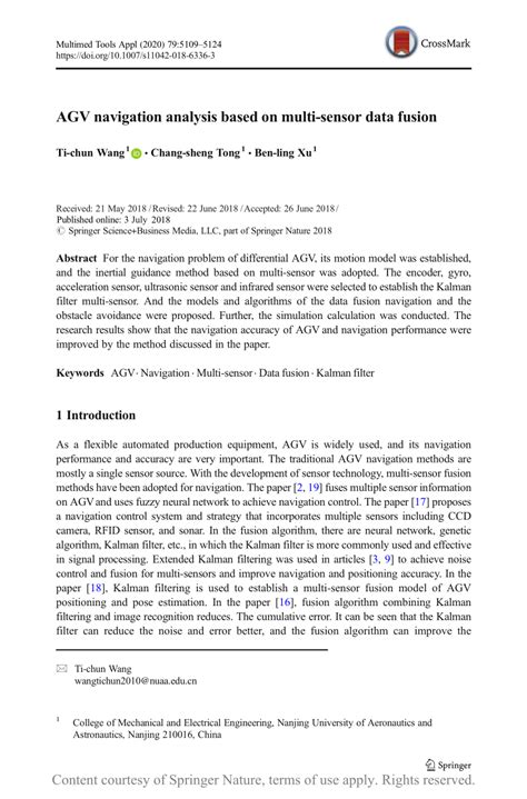 Agv Navigation Analysis Based On Multi Sensor Data Fusion