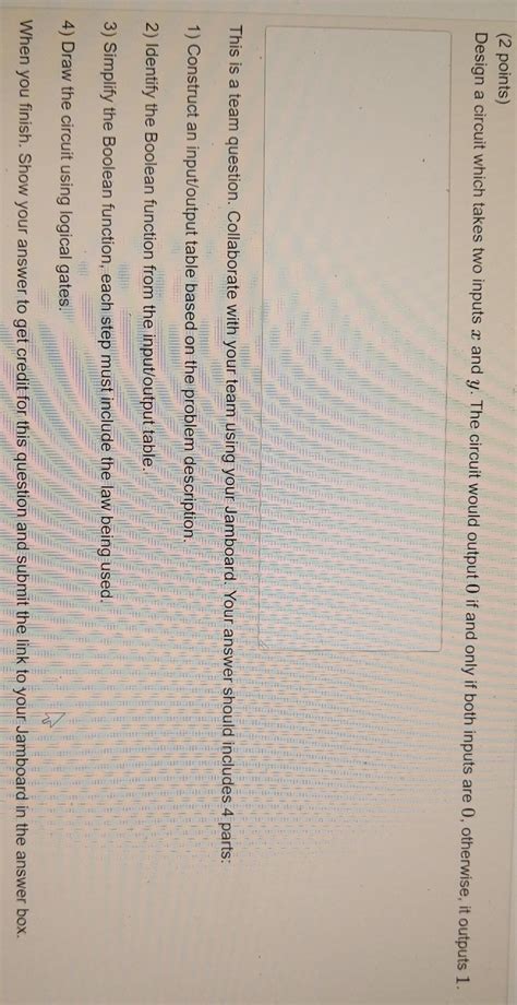Solved 2 Points Design A Circuit Which Takes Two Inputs X