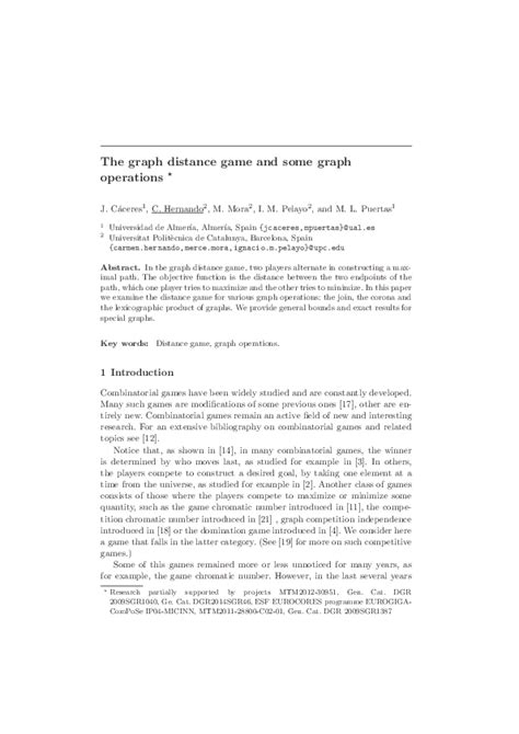 pdf the graph distance game and some graph operations