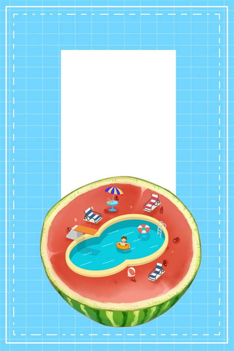 블루 체크 무늬 여름 지점 신선한 포스터 블루 수영장 래티스 수박 우산 하계 휴가 상쾌 손으로 그린 그린 블루 수영장 무료 다운로드를위한 배경 이미지