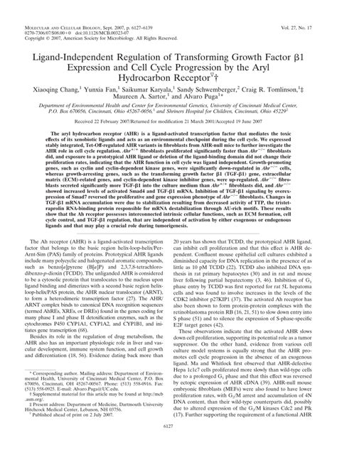 Pdf Ligand Independent Regulation Of Transforming Growth Factor Beta1 Expression And Cell