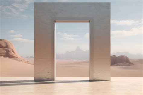 Free Photo Fantasy Style Gateway Or Portal With Desert Landscape