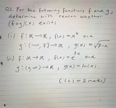 Solved Q2 For The Following Function S F And G Determine Chegg Com