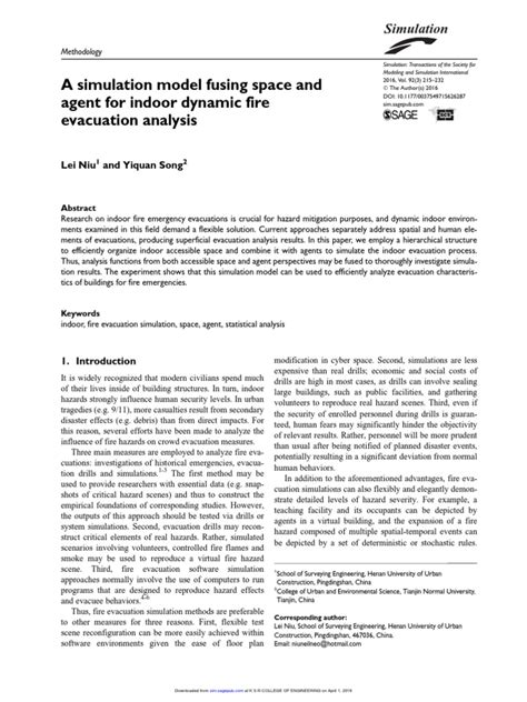 A Simulation Model Fusing Space And Agent For Indoor Dynamic Fire