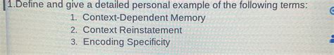 Solved 1define And Give A Detailed Personal Example Of The