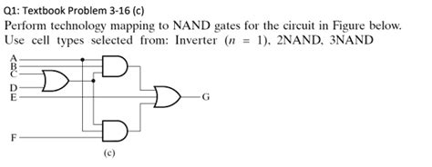 Q1 Textbook Problem 3 16 C Perform Technology Mapping To Nand Gates For The Circuit In Figure