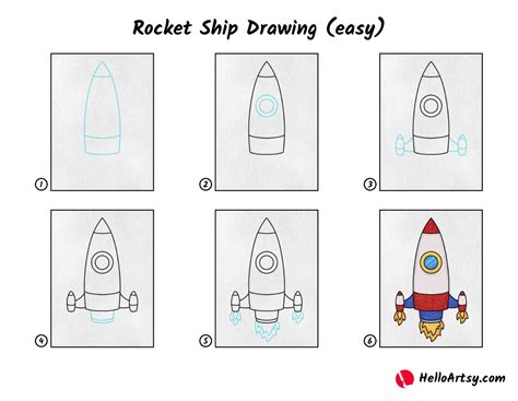 Rocket Ship Drawing Easy Helloartsy