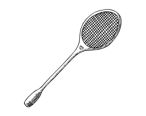 Badminton Racket With Heart Sports Equipment Hand Drawn Sketch Isolated Element For Design