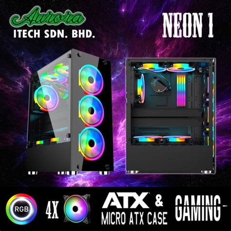 Gaming Diy Casing Atx Gaming Casing Pc Neon With Rgb Argb Fan Motherboard Atx Micro