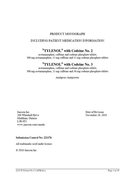 Tylenol With Codeine Pdf Drugs Therapy
