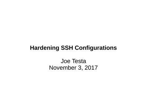 Hardening Ssh Configurations Ppt
